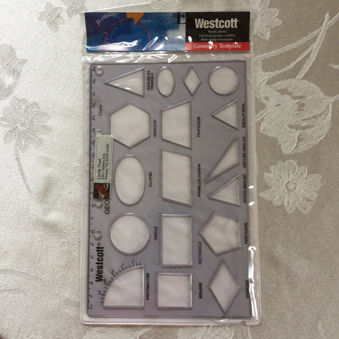 Vintage Westcott Geometry Template. Sturdy Plastic Template of Shapes ...