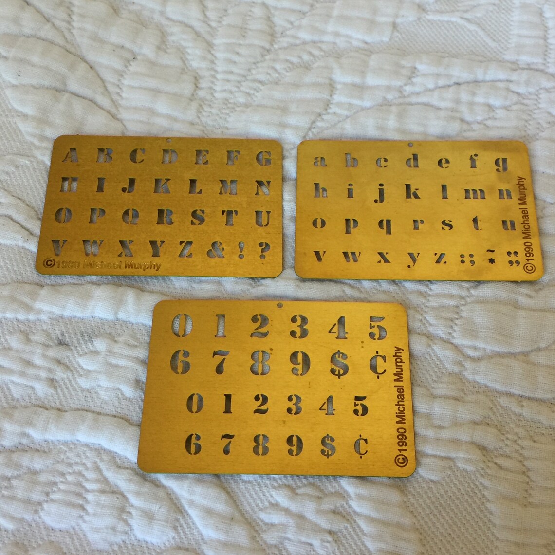 Vintage 1990 Brass Letters and Numbers Stencils. Michael Murphy Solid ...