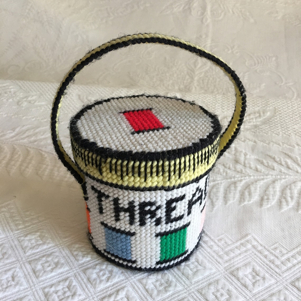 Vintage Thread Box. Needlepoint on Plastic Canvas Making up a - Etsy UK