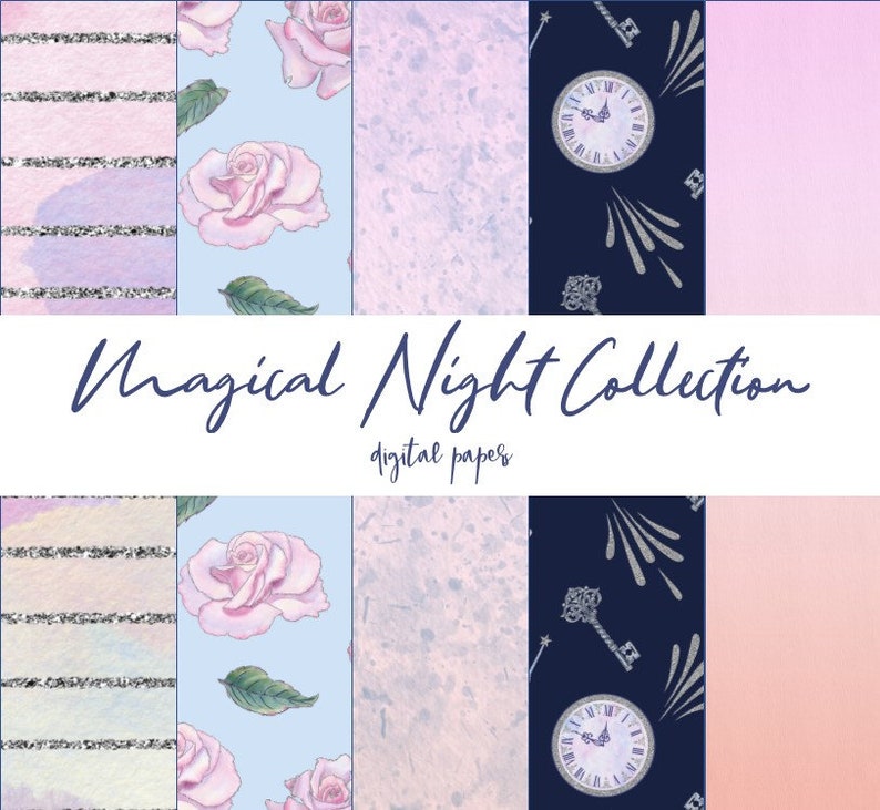 Magical Night Digital Papers / Cinderella Digital Patterns / Scrapbook ...