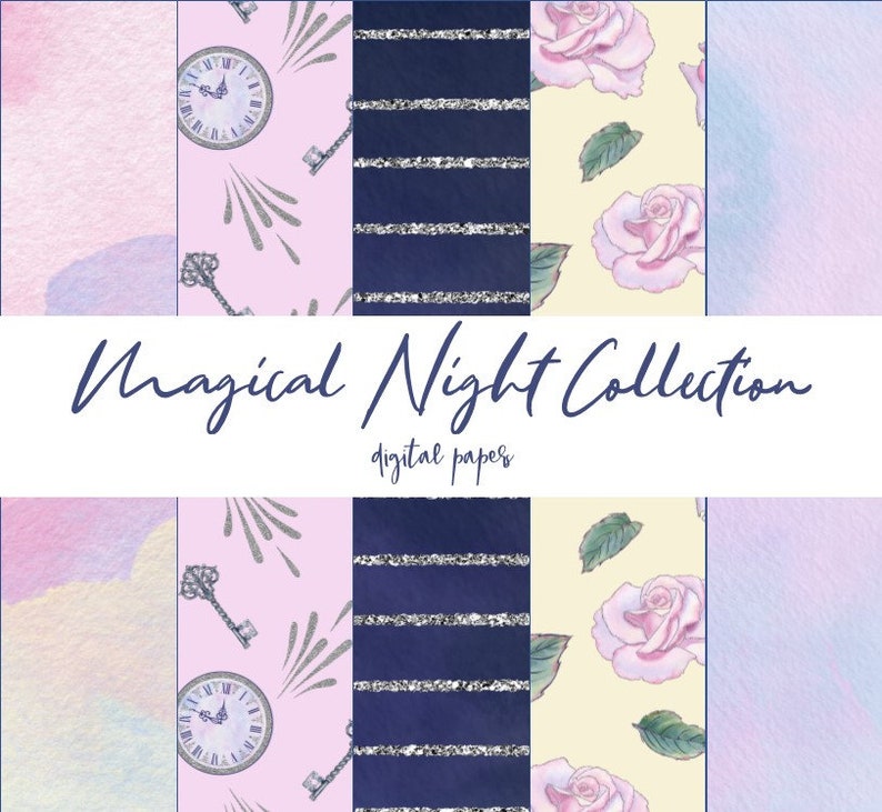 Magical Night Digital Papers / Cinderella Digital Patterns / Scrapbook ...