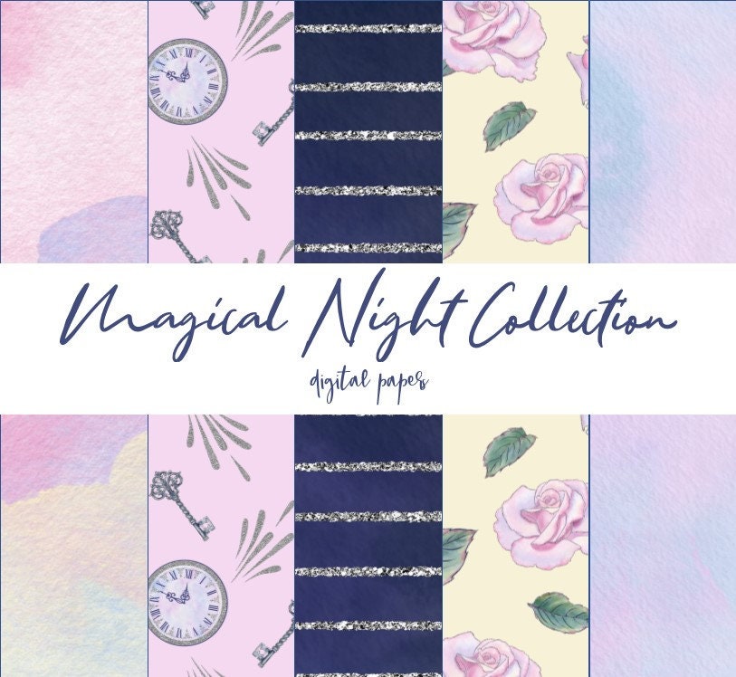 Magical Night Digital Papers / Cinderella Digital Patterns / Scrapbook ...