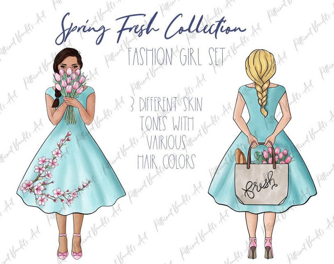 Spring Fashion Girl Clipart / Planner Girls / Hand Painted Watercolor ...