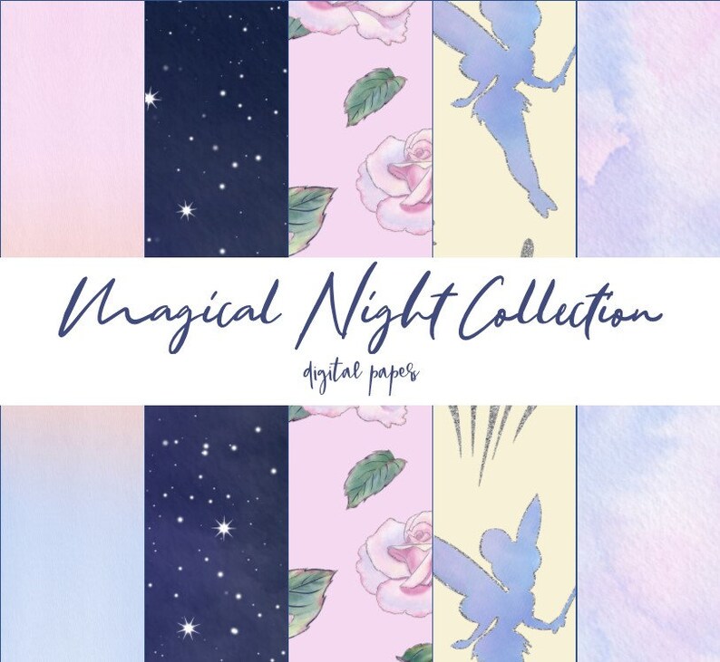 Magical Night Digital Papers / Cinderella Digital Patterns / - Etsy New ...