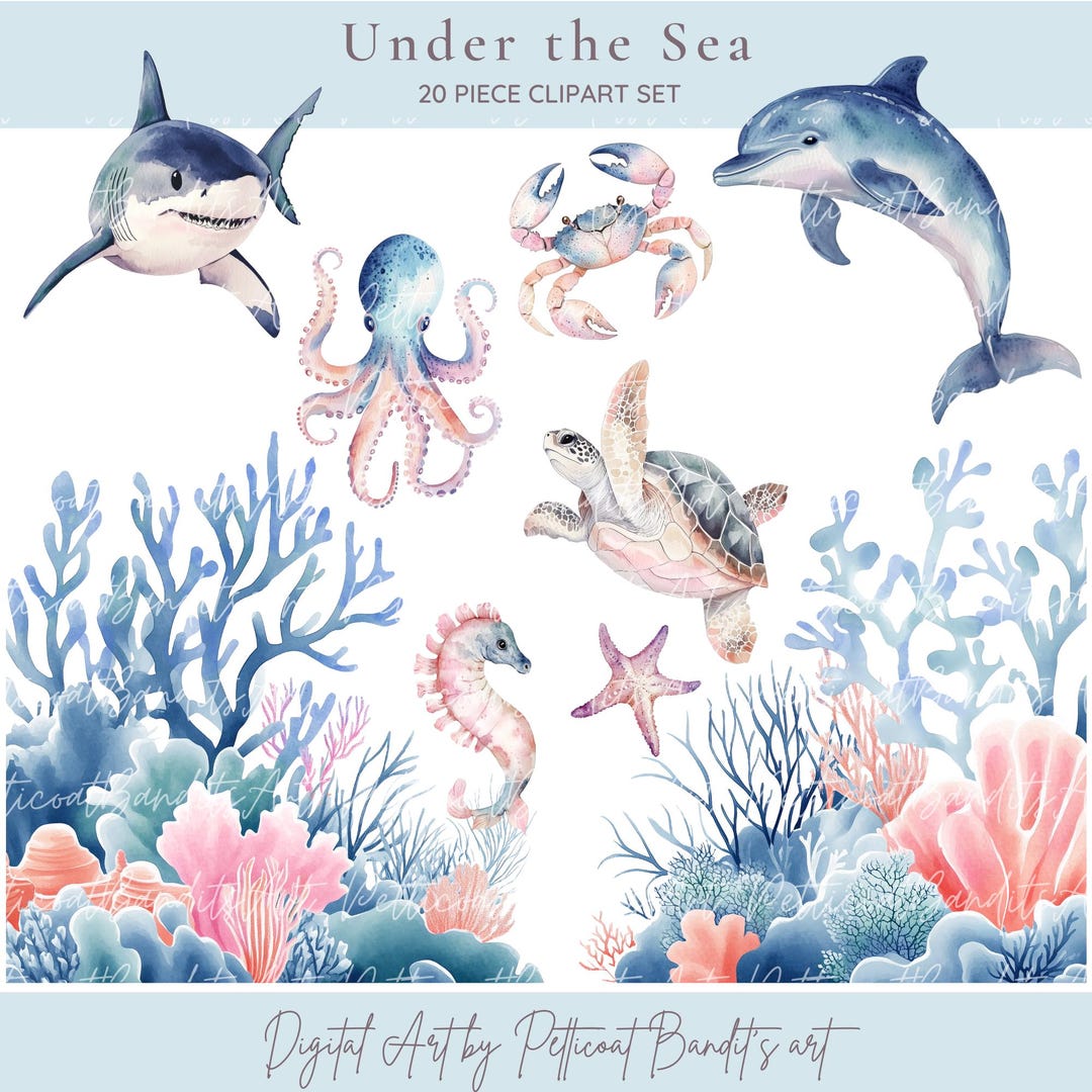 Under the Sea Clipart/ Cute Ocean Animals / Undersea Sealife ...