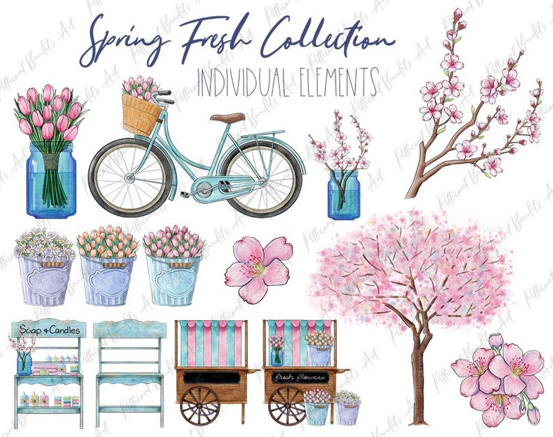 Spring Clipart / Planner Sticker Clipart / Hand Drawn - Etsy
