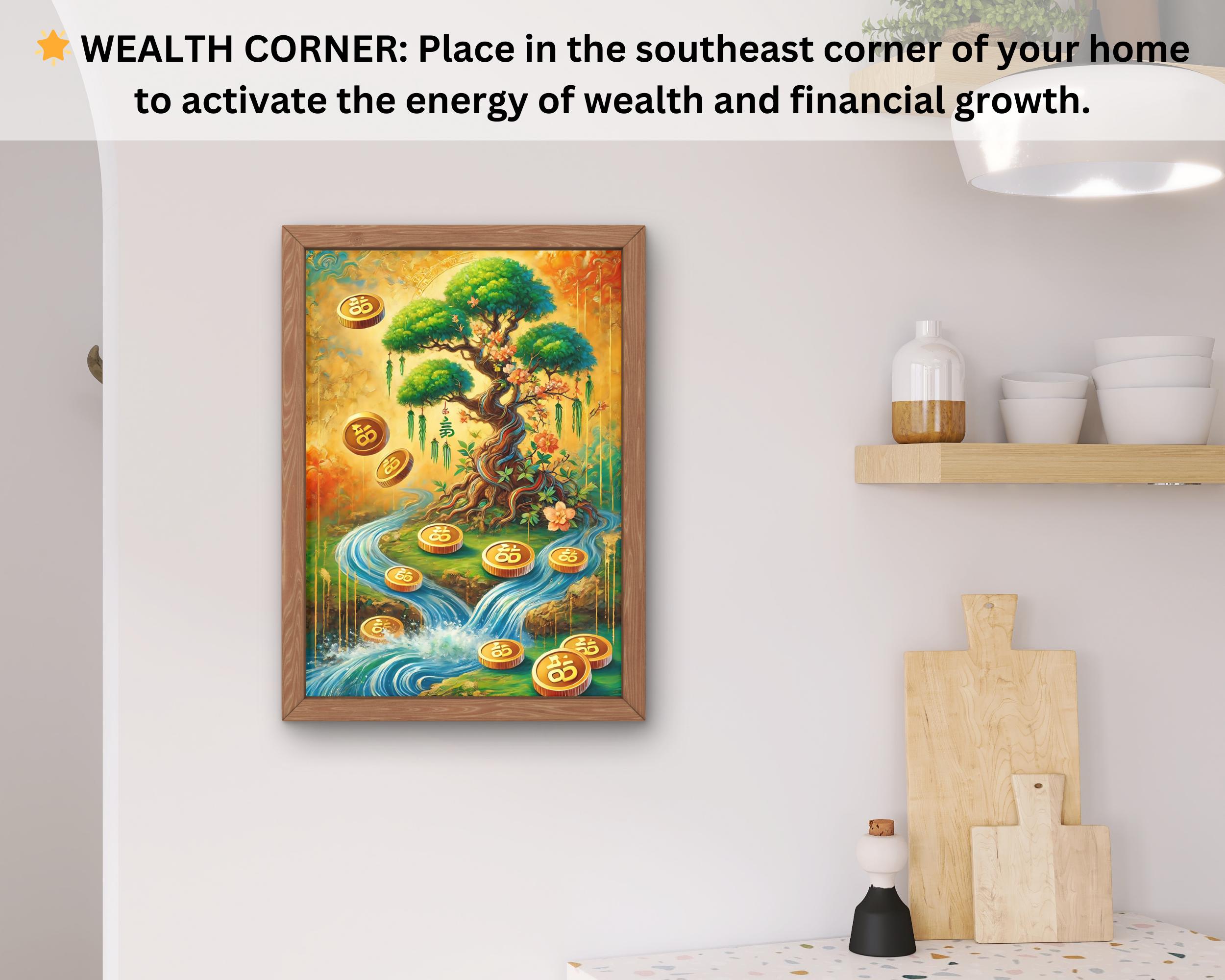Feng Shui Money Tree Poster Wealth Corner Attract Prosperity Spiritual ...