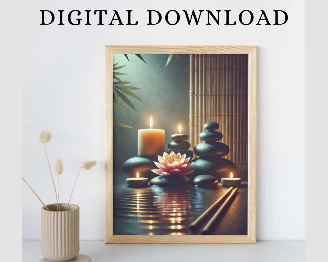 Spa Bathroom Artwork Zen Rocks Wall Art Spiritual Printable Poster ...
