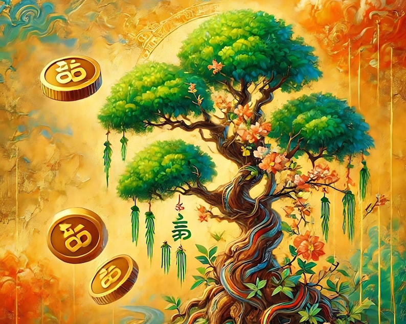Feng Shui Money Tree Poster Wealth Corner Attract Prosperity Spiritual ...