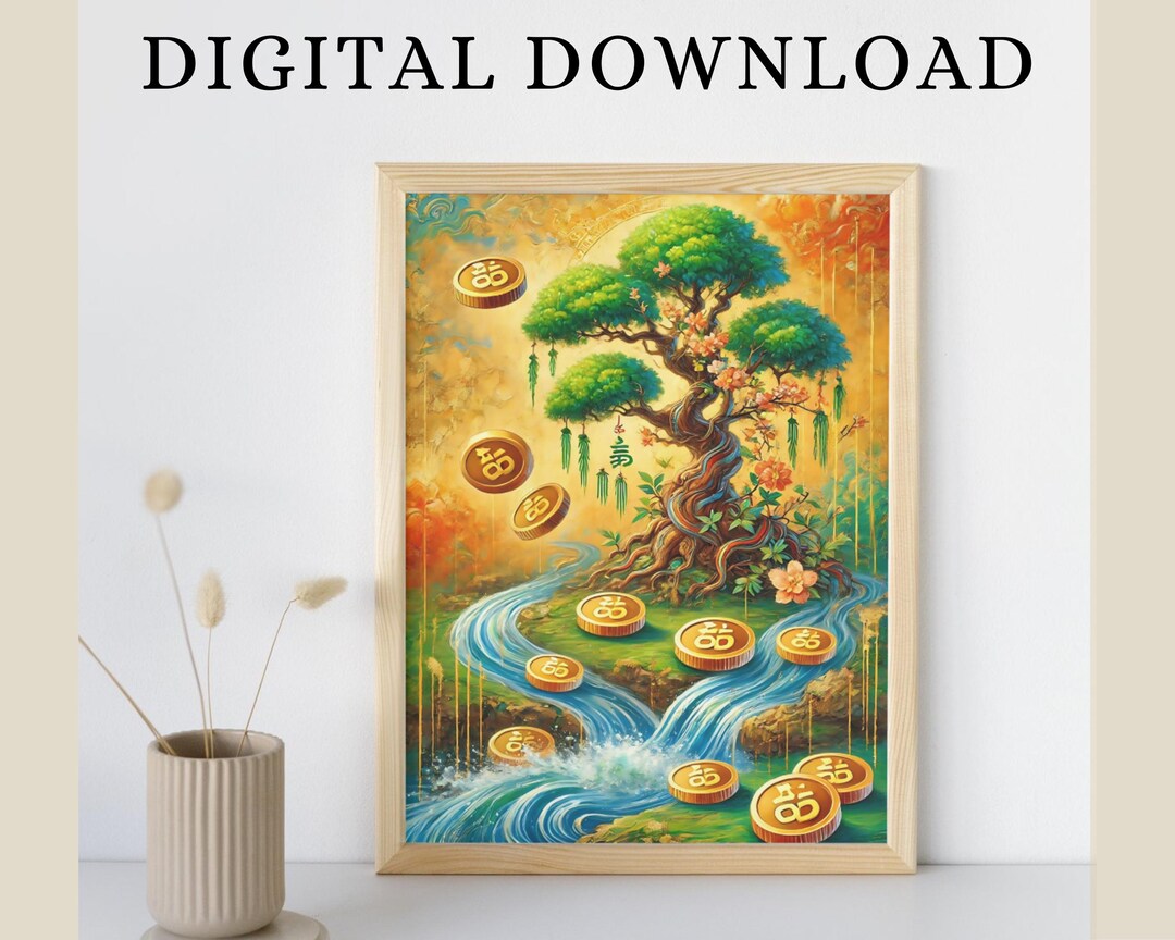 Feng Shui Money Tree Poster Wealth Corner Attract Prosperity Spiritual ...