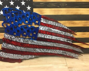 Tattered Flag/red Line/fire Department/firefighter/metal - Etsy