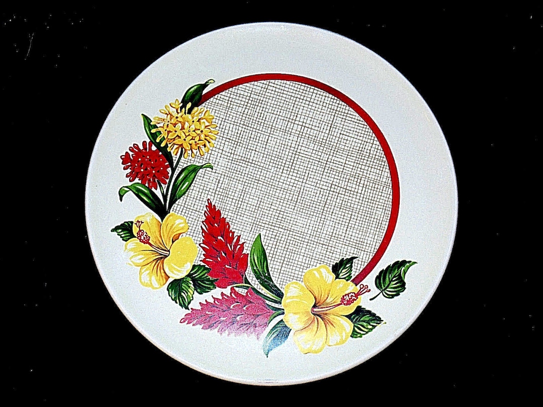 Vintage Floral Pie Cake Serving Tray Plate E.C. Co. Heat Proof Table ...