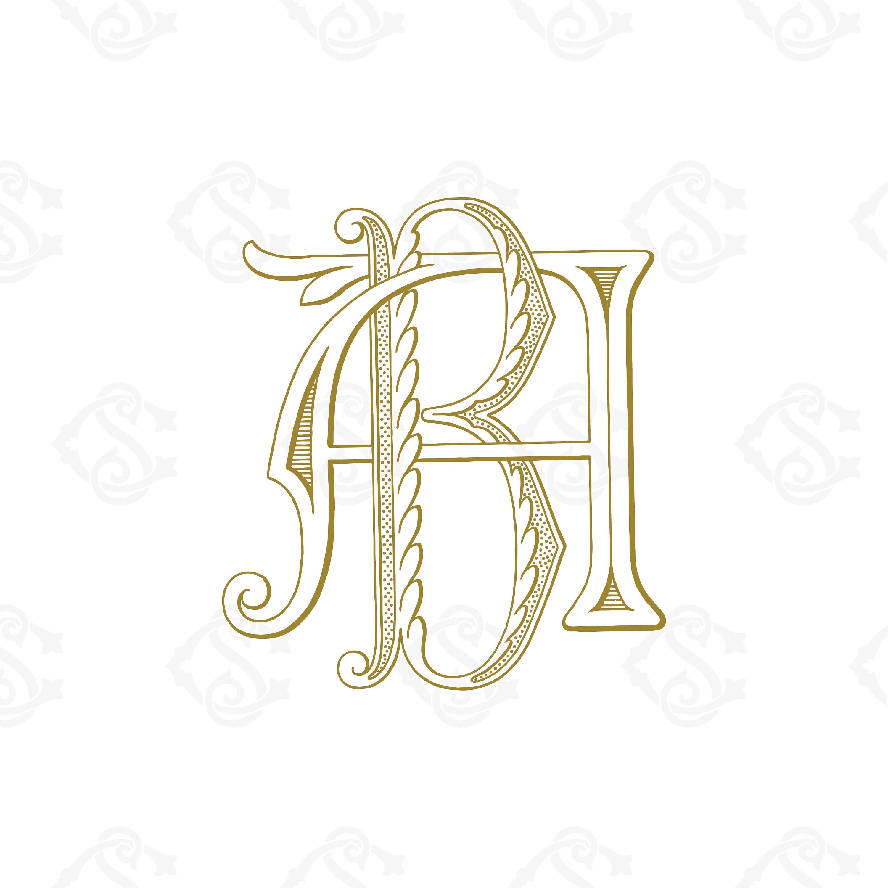 Monogram BA Monogram AB Printable Monogram Vintage | Etsy