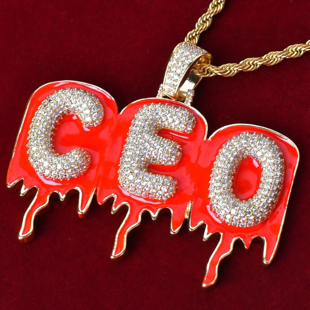 14k Iced Out Custom Drip Red Enamel Pendant / Gift for Him / - Etsy India