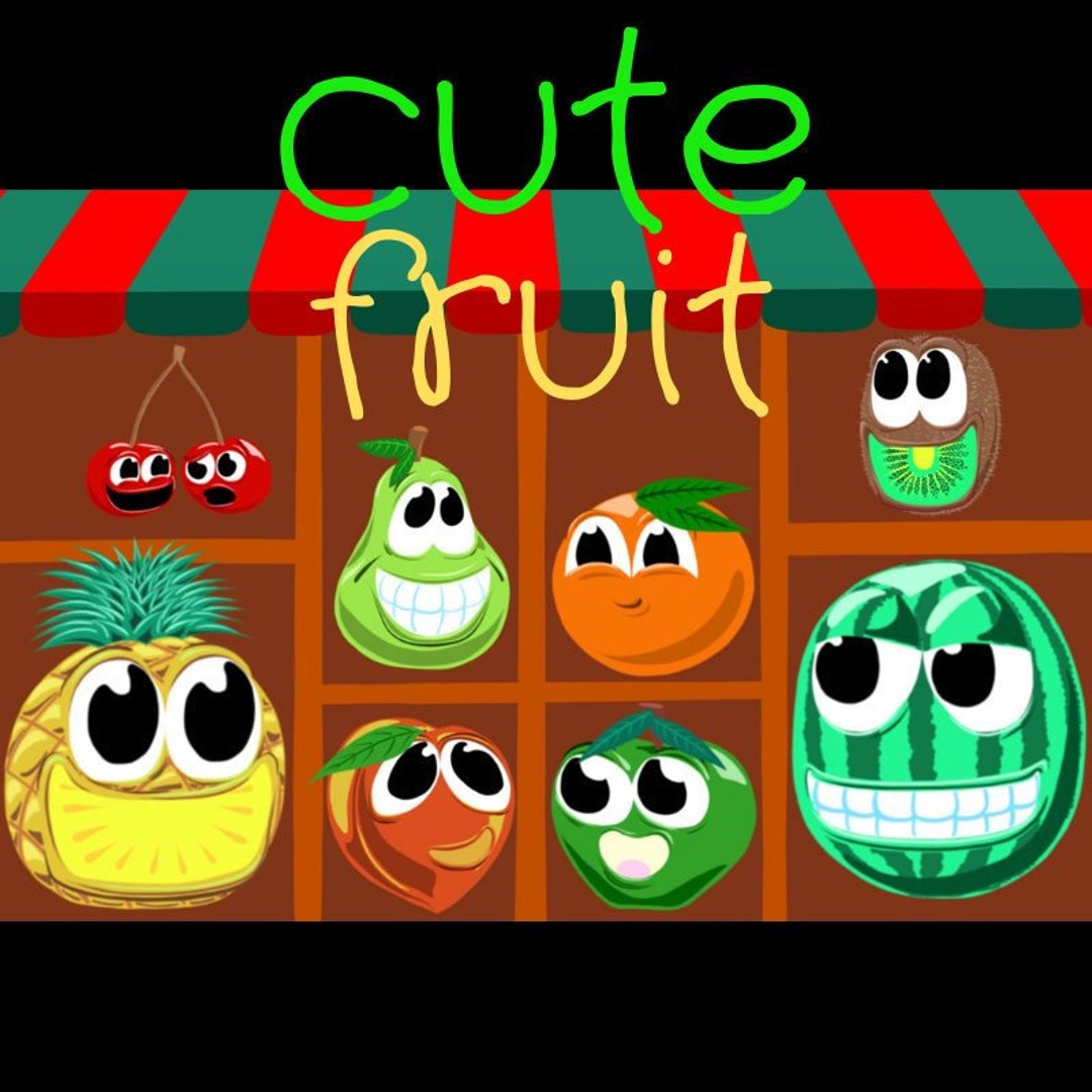 Cute Fruit Clip Art Digital Images, Graphic Design Happy Fruit - Etsy