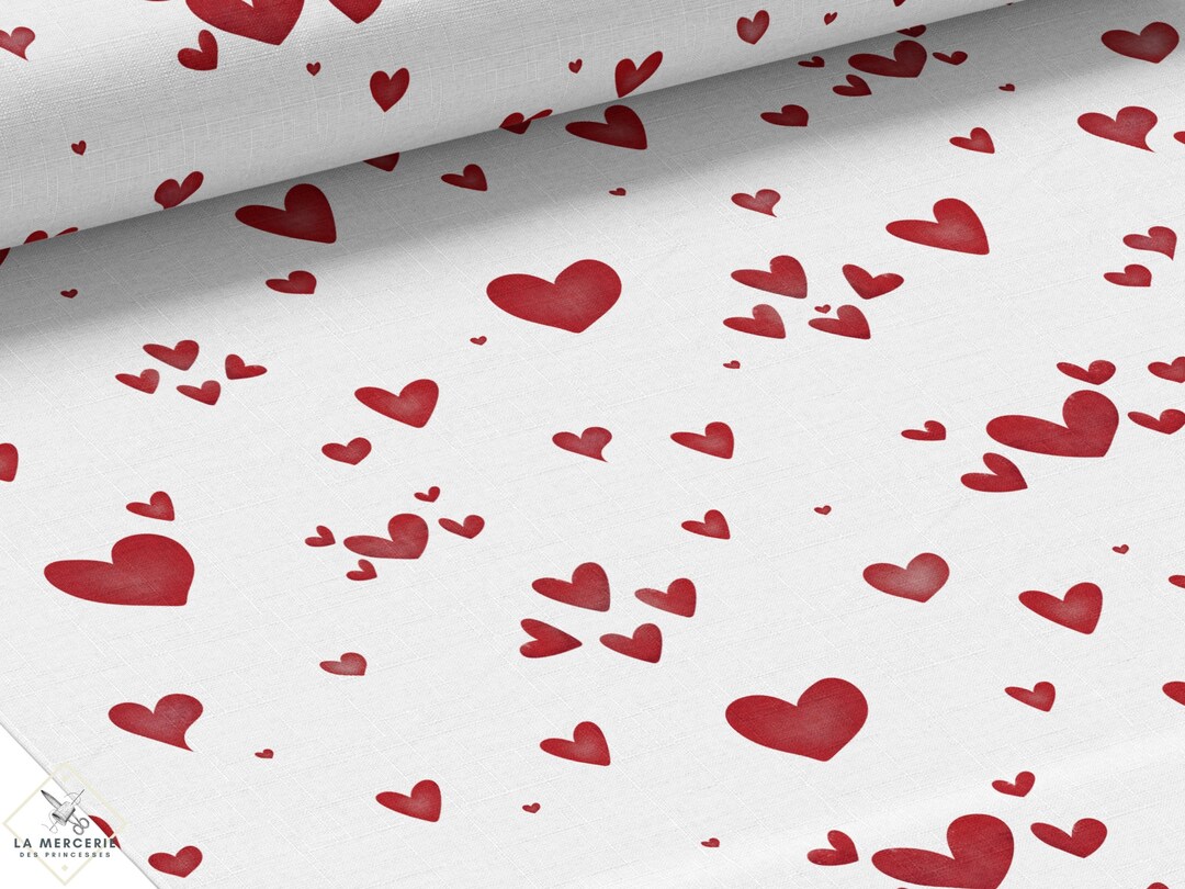 Tissu au mètre Cœurs rouges Certifié Oeko-Tex- Création pour enfant ...