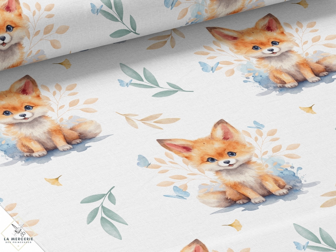 Fox Cub Fabric by the Meter, Oeko-tex Certified, for Children's Crafts ...