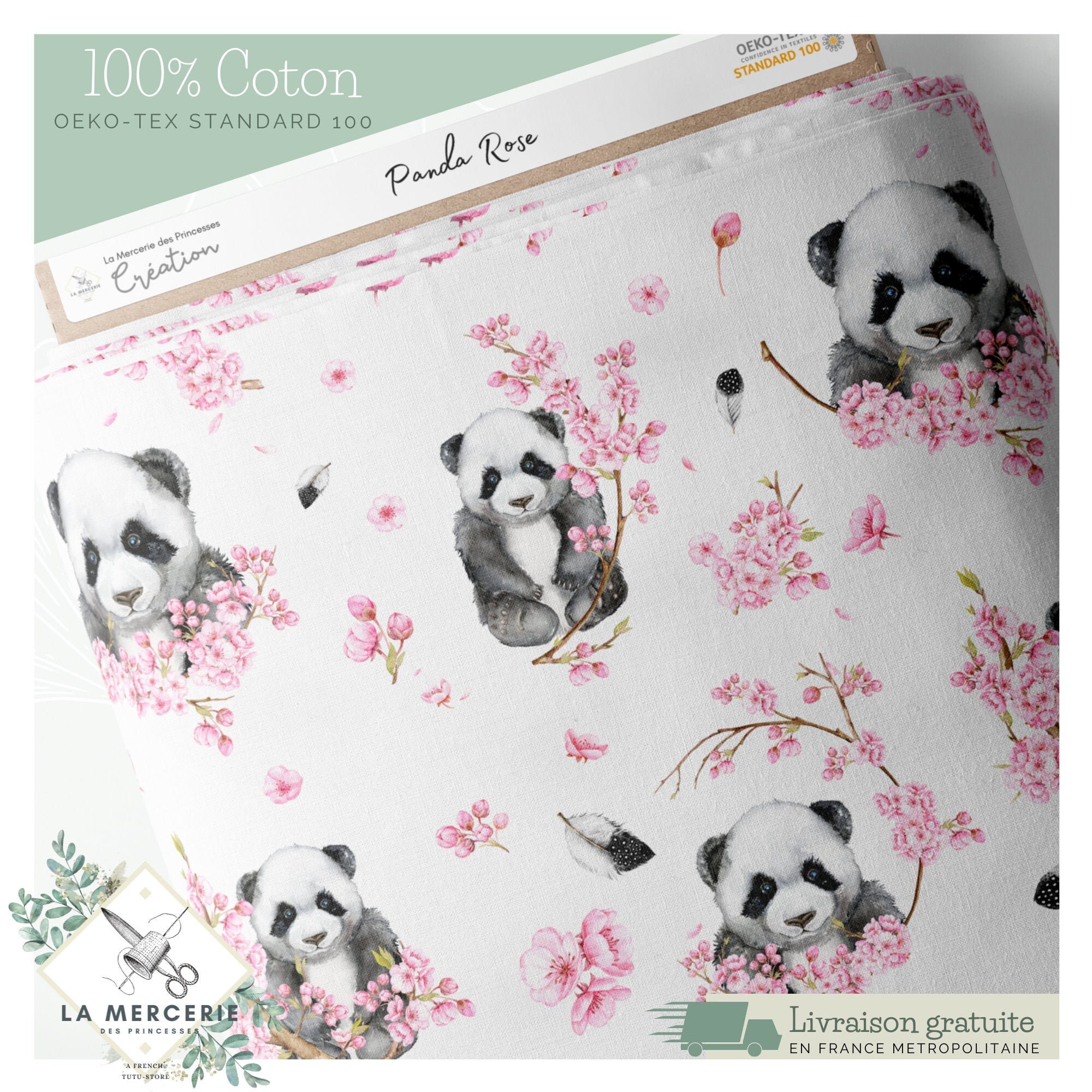 Pink Panda Fabric