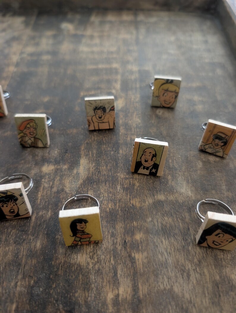Vintage Archie Comic Scrabble Tile Rings - Etsy