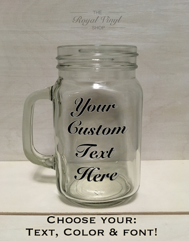 Custom Text 16oz Glass Mason Mug Jar. Personalized / - Etsy