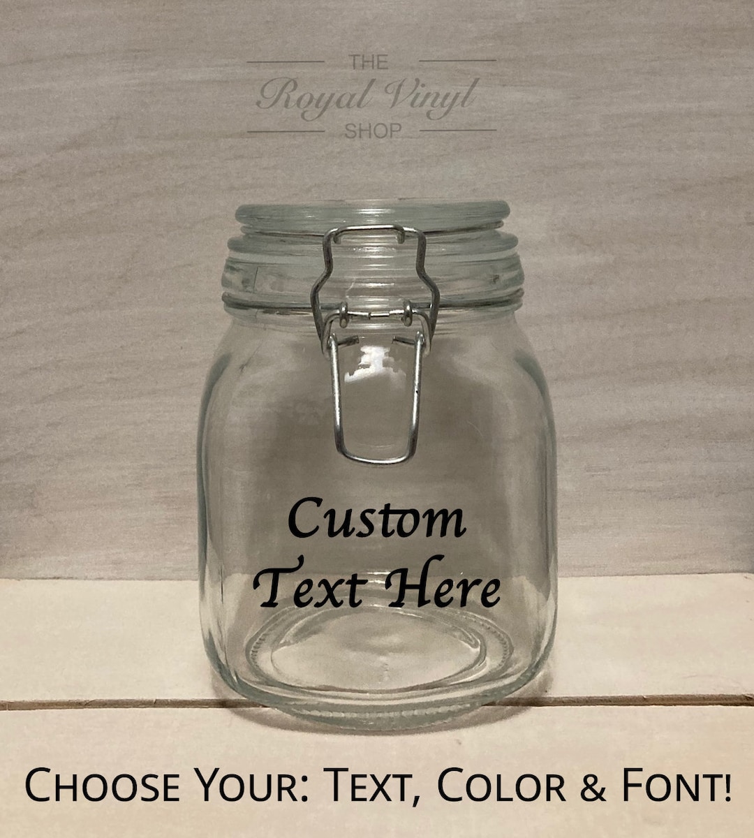 32oz (1 Quart) Custom Text Glass Sealed Lock Lid Snack Jar ...