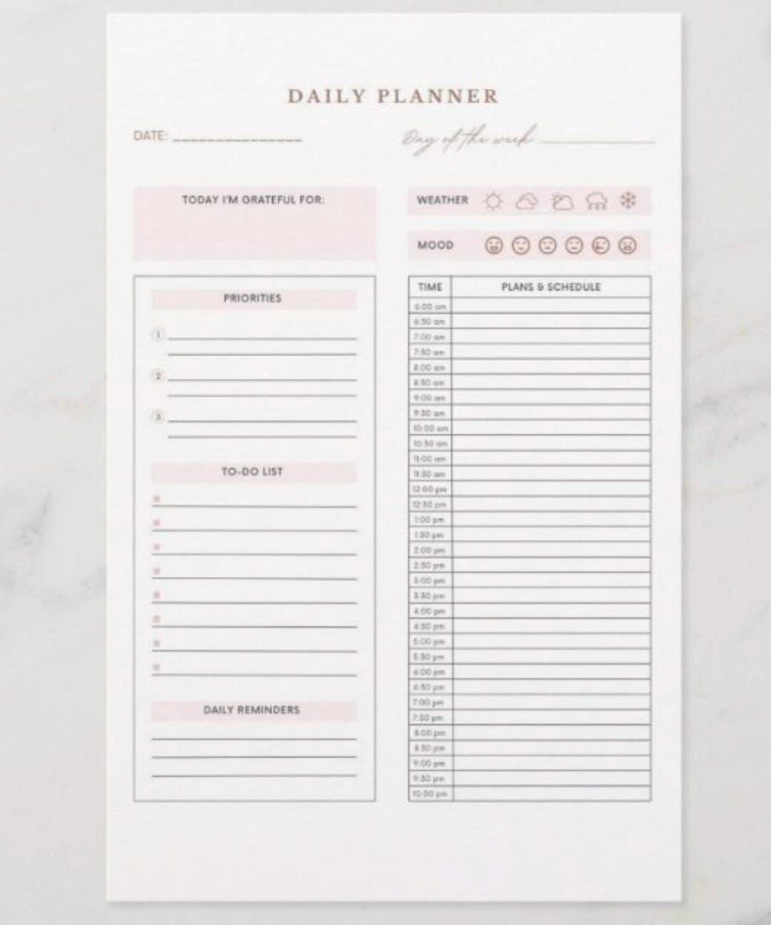 Daily Planner Printable Page for Organization Digital Planner for Moms ...