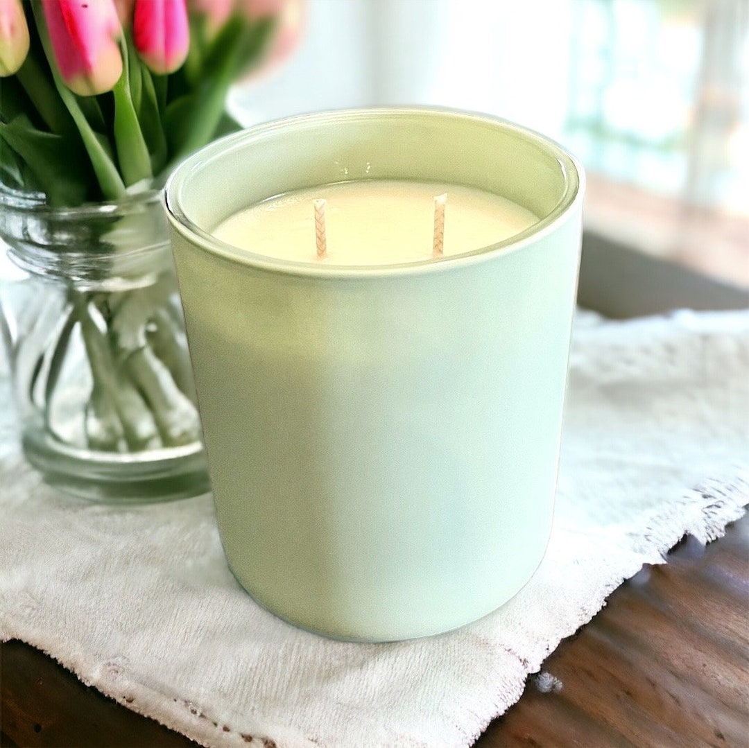 Green Tea Lemongrass Soy Candle in Glass Jar Neutral Scented Candle for ...