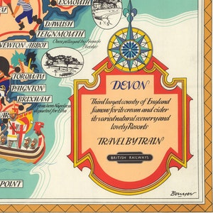 Old Historic Map of Devon Vintage Cartography Wallart | Etsy