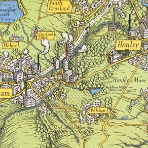 A Vintage Map of the Colne Valley Cloth District Print/poster ...