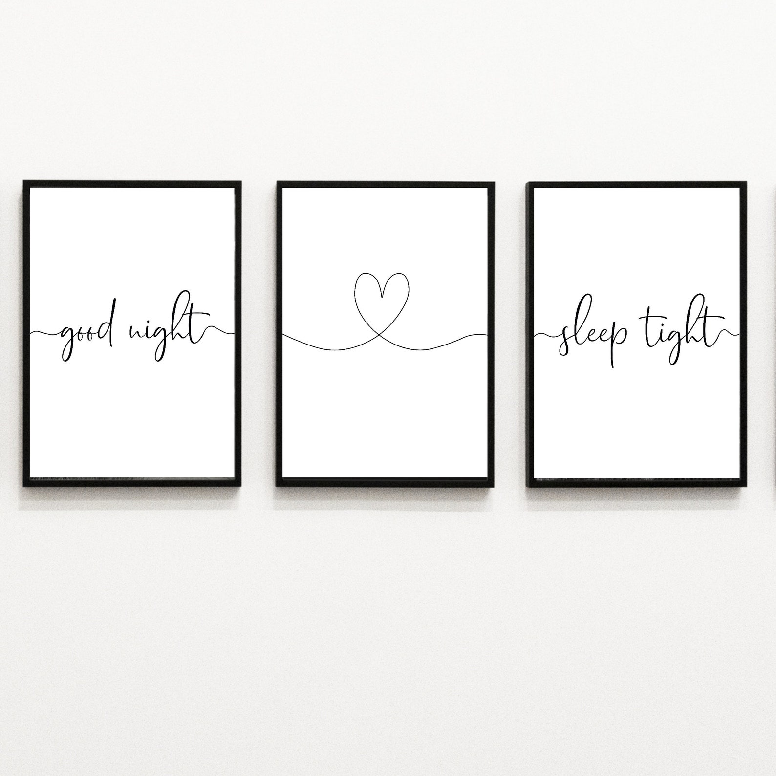 Good Night Sleep Tight With Heart Pack of 3 Prints - Etsy