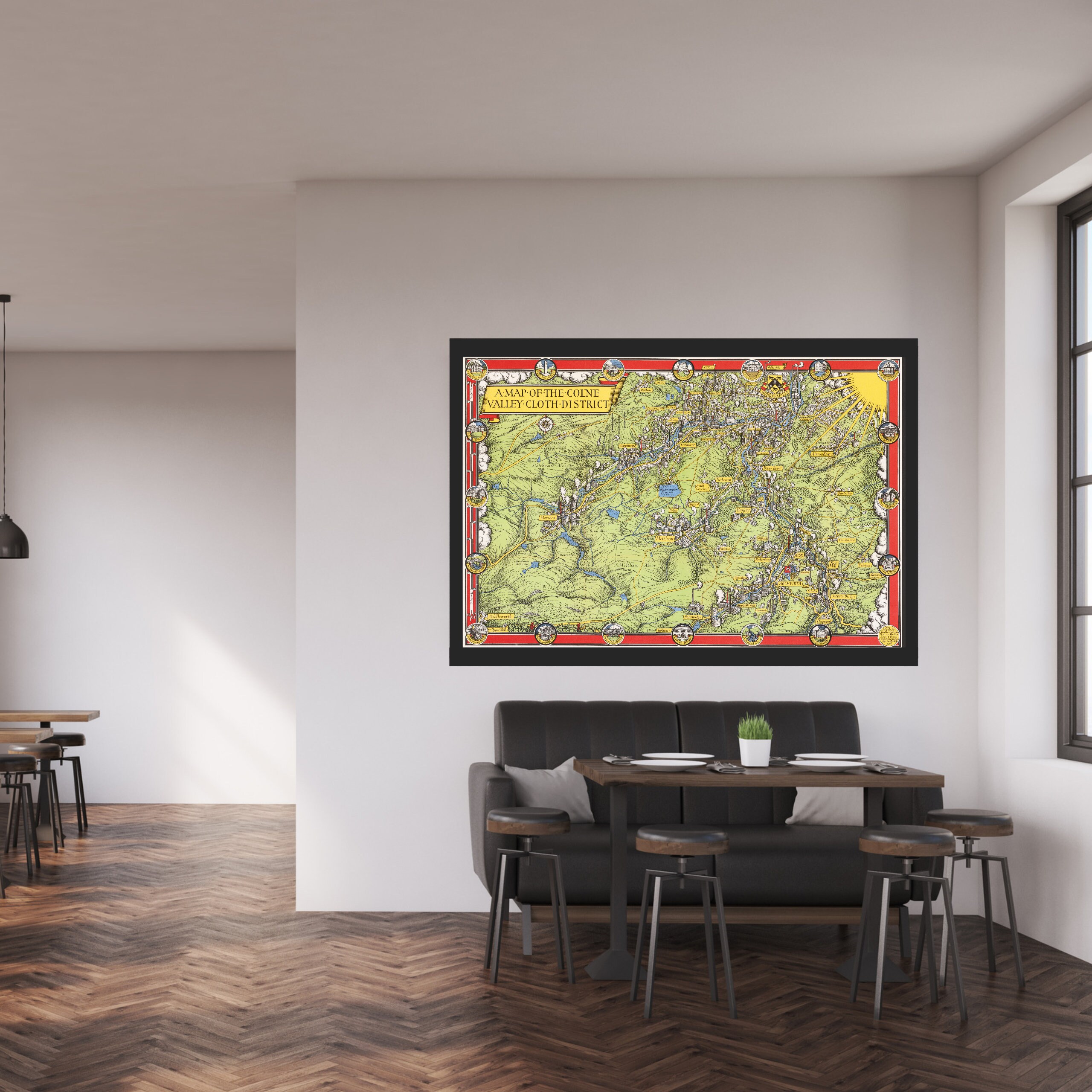 A Vintage Map of the Colne Valley Cloth District Print/poster ...