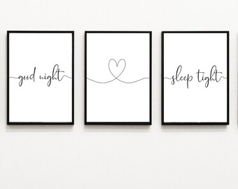 Good Night Quote Wall Art Print Poster Set X2. Inspirational ...
