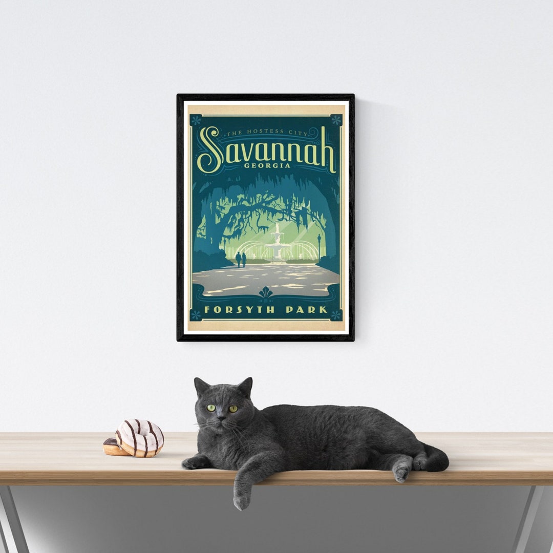 Vintage Travel Poster Print Savannah Georgia USA Art Deco Style - Etsy