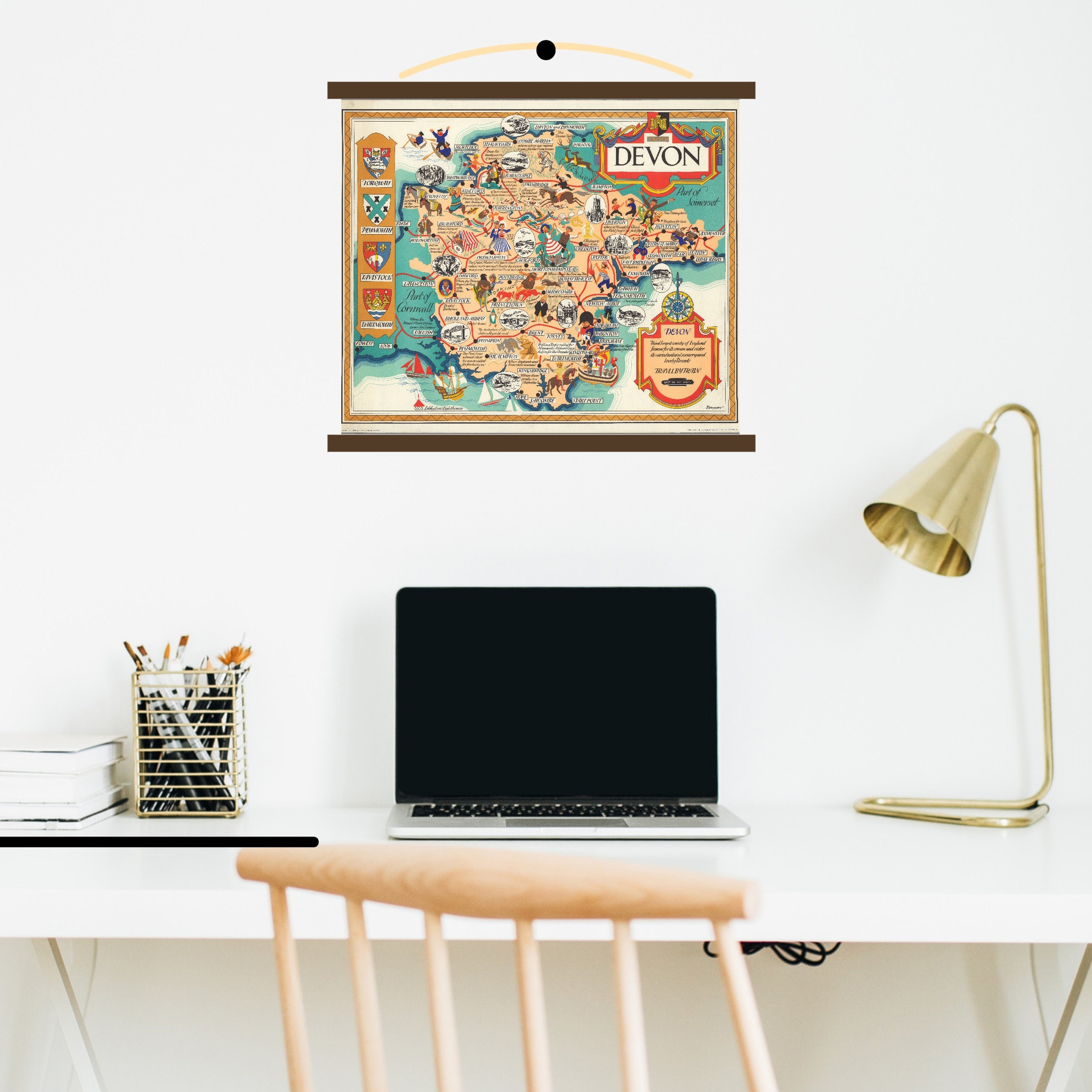 Old Historic Map of Devon Vintage Cartography Wallart Print/poster Art ...