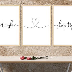 Good Night Sleep Tight With Heart Pack of 3 Prints - Etsy
