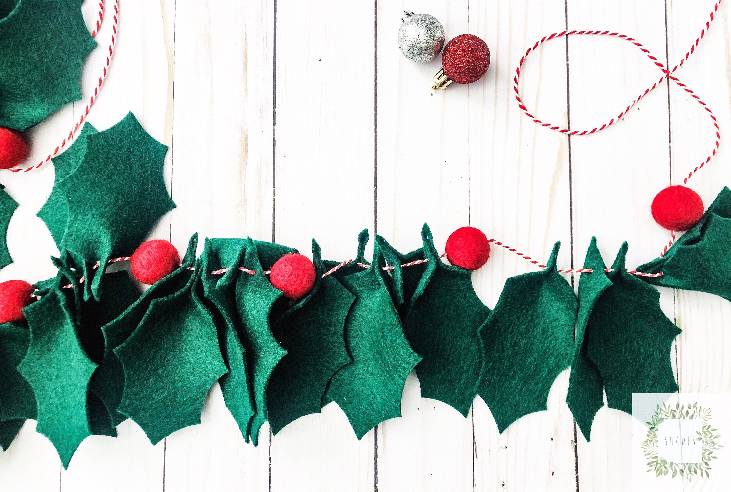 Holly Leaf Strand Garland Rustic Christmas Decor Holiday - Etsy