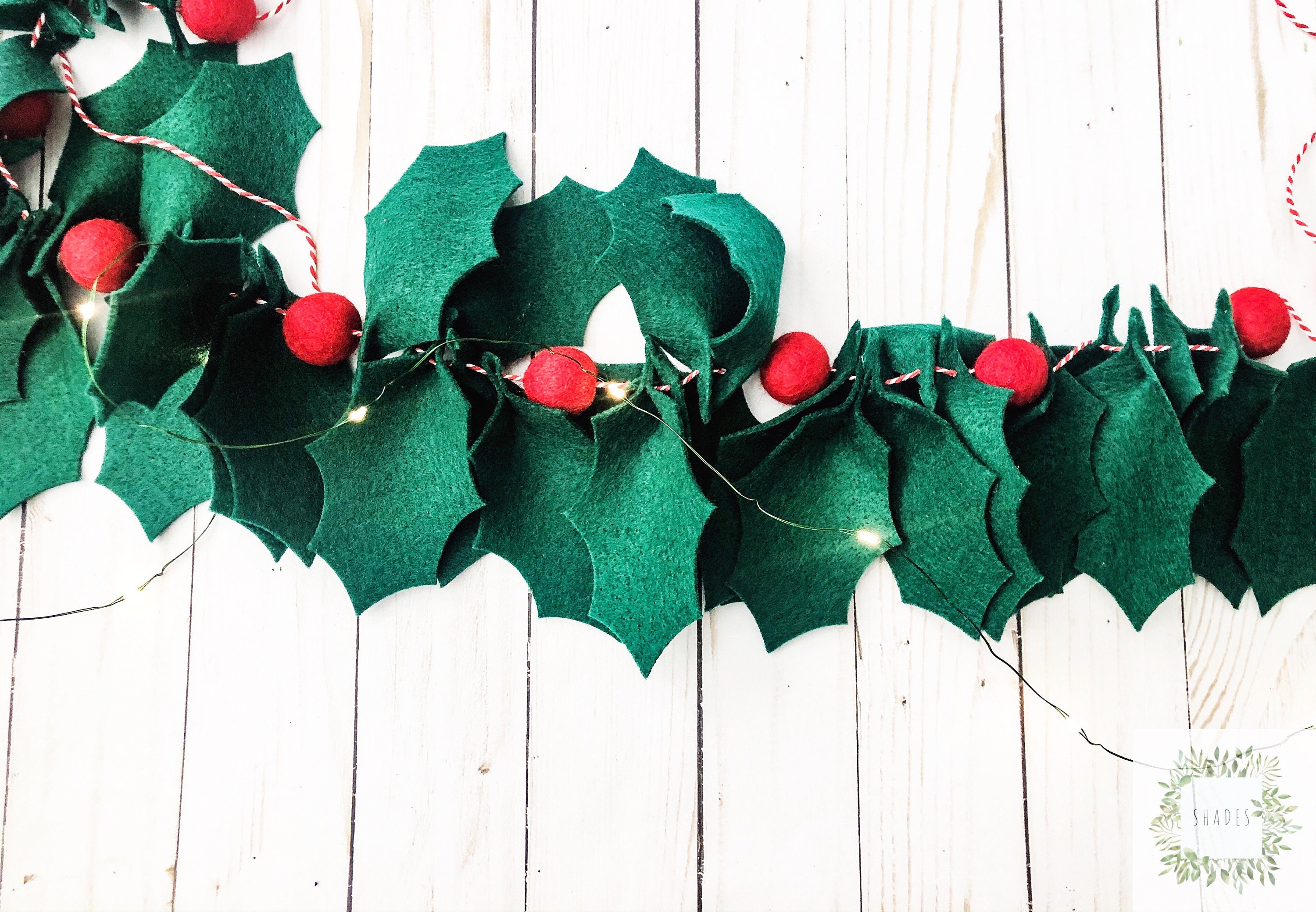 Holly Leaf Strand Garland Rustic Christmas Decor Holiday - Etsy