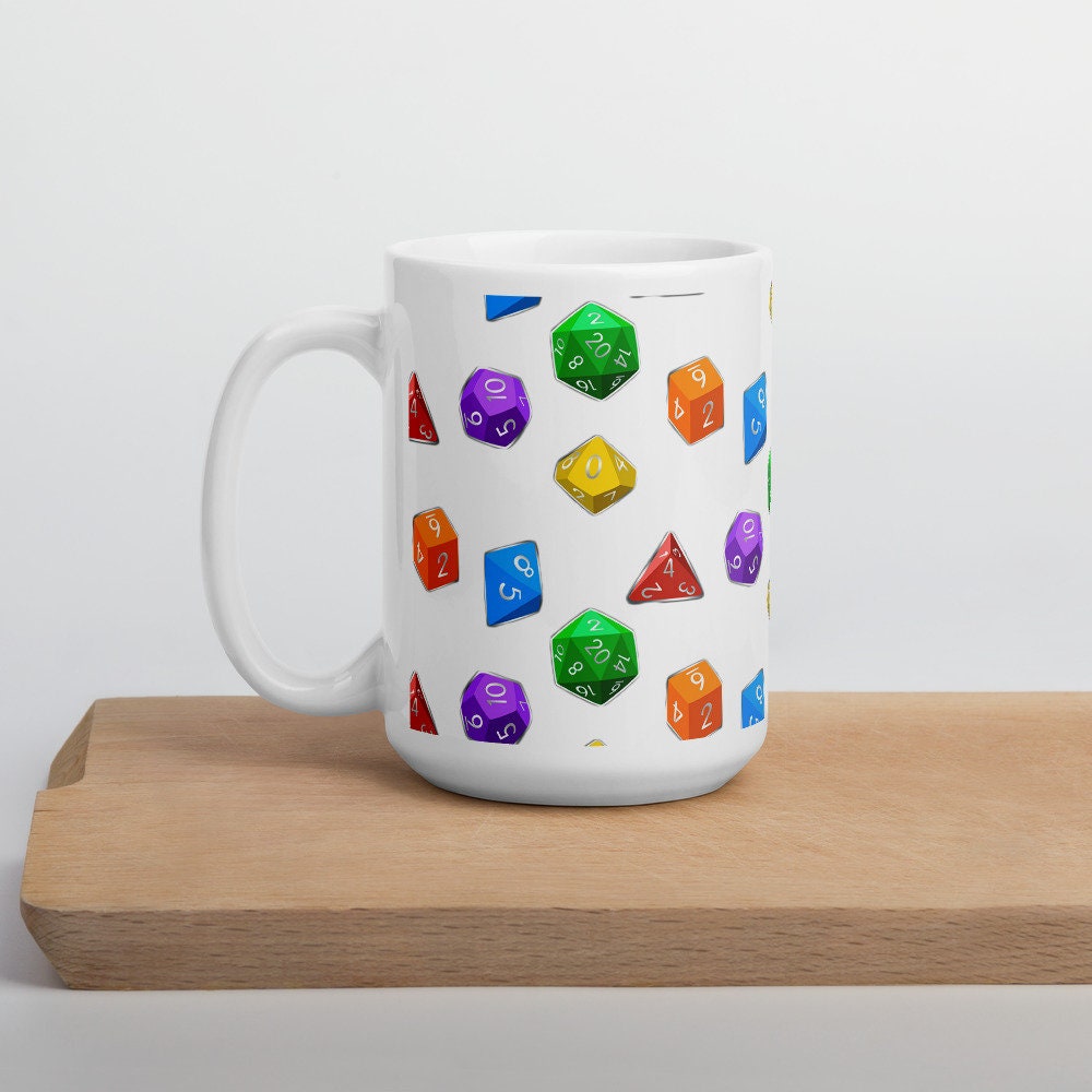 Dungeons & Dragons Coffee Mug, Dnd Rainbow Dice Tea Cup, Gift for DM ...