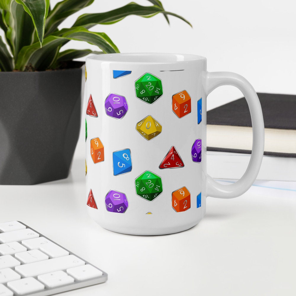 Dungeons & Dragons Coffee Mug, Dnd Rainbow Dice Tea Cup, Gift for DM ...