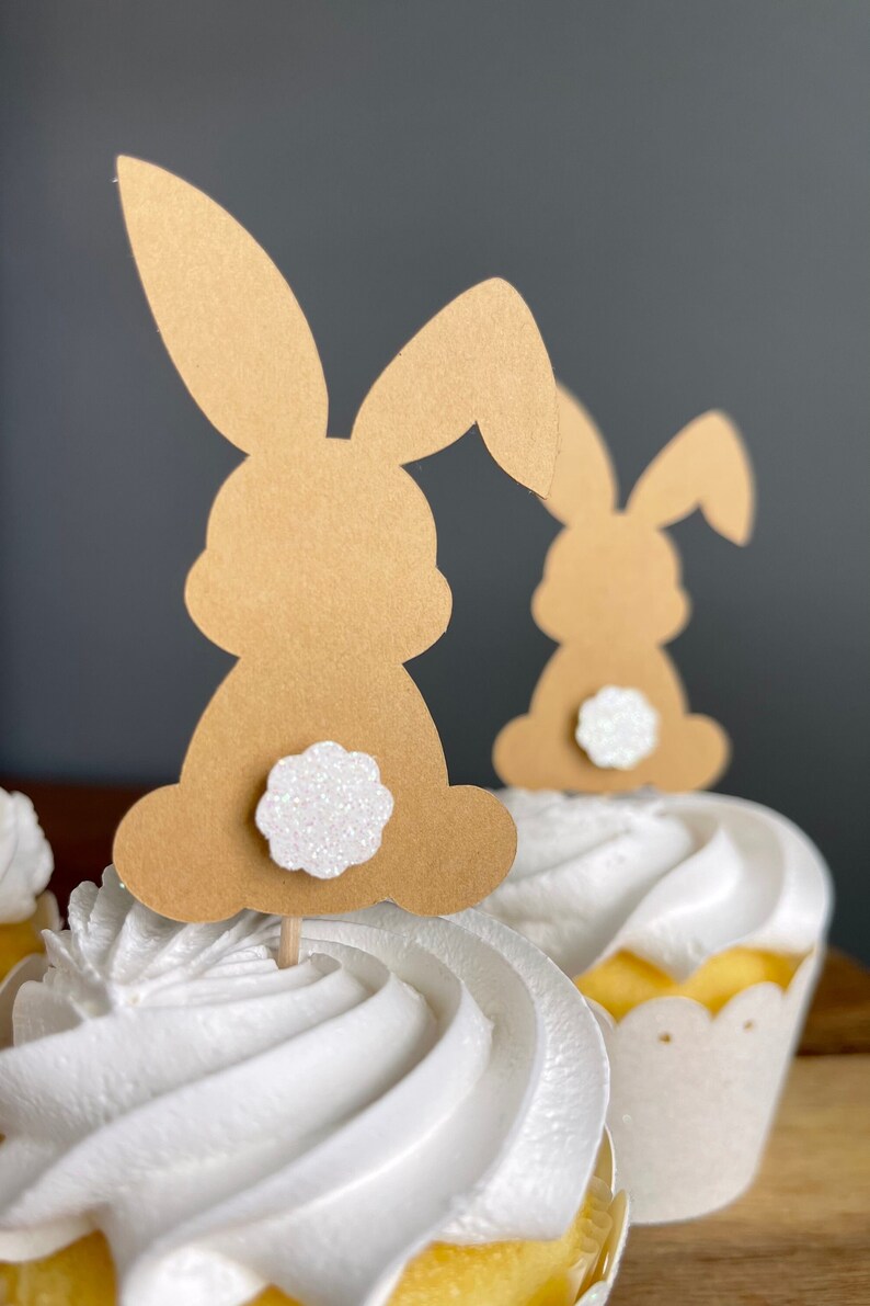 Easter Bunny Cupcake Toppers Neutral Easter Cupcake Toppers - Etsy