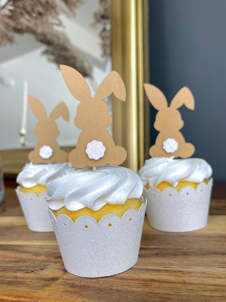 Easter Bunny Cupcake Toppers Neutral Easter Cupcake Toppers - Etsy