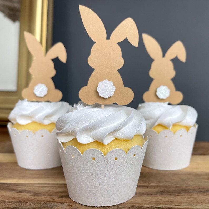 Easter Bunny Cupcake Toppers Neutral Easter Cupcake Toppers - Etsy