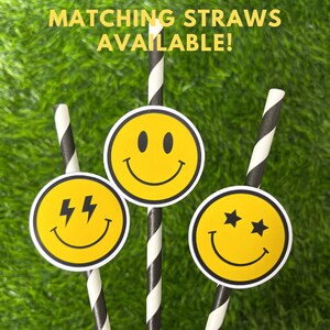 Smiley Face Cupcake Toppers, Retro Smiley Face, 3D Cupcake Toppers ...