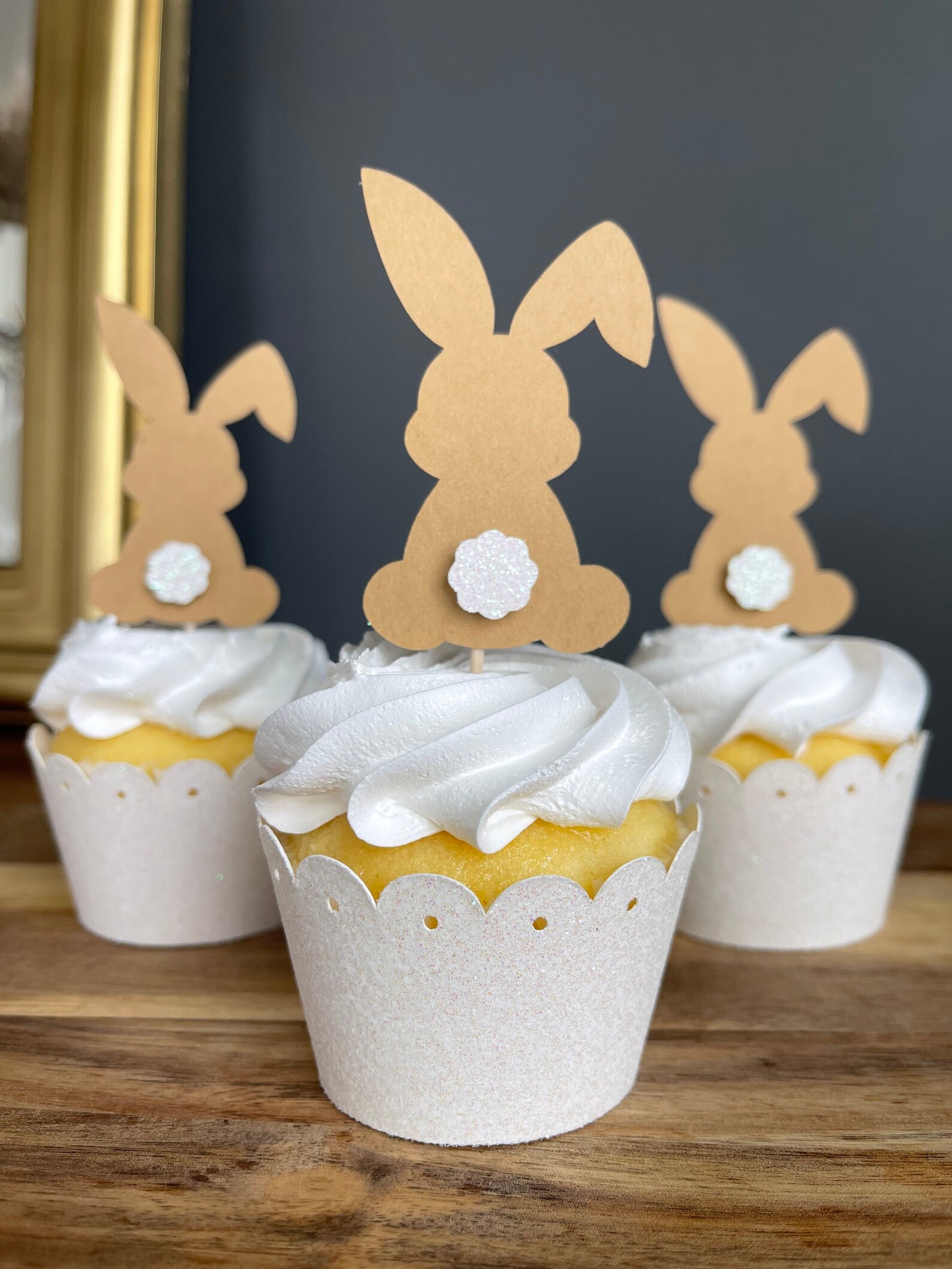 Easter Bunny Cupcake Toppers Neutral Easter Cupcake Toppers - Etsy