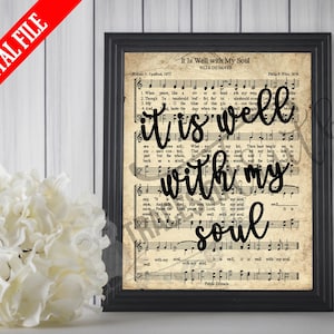 It is Well Scripted Hymn Print | Printable Vintage Sheet Music ...