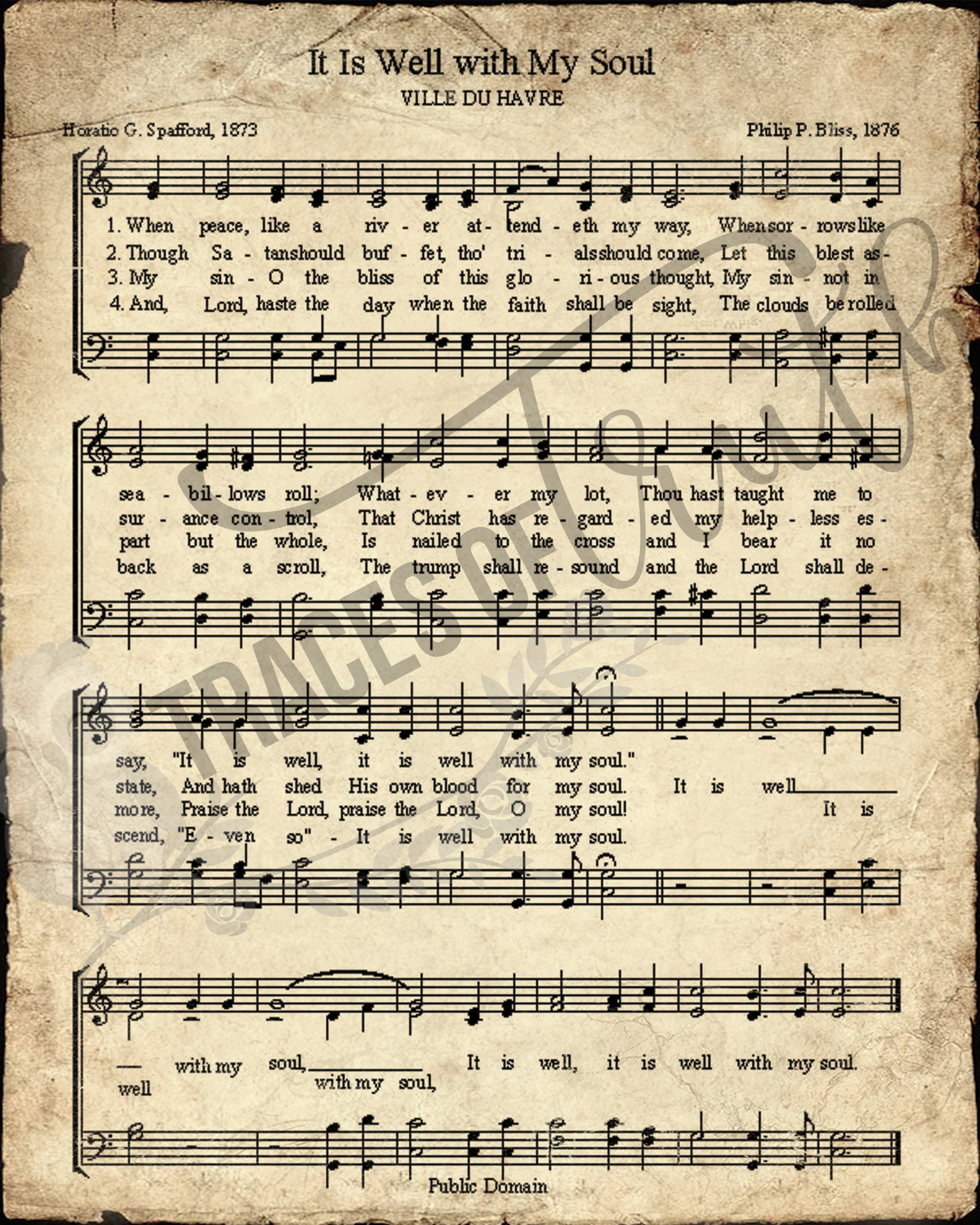 It is Well Vintage Hymn Print | Printable Vintage Sheet Music | Antique ...