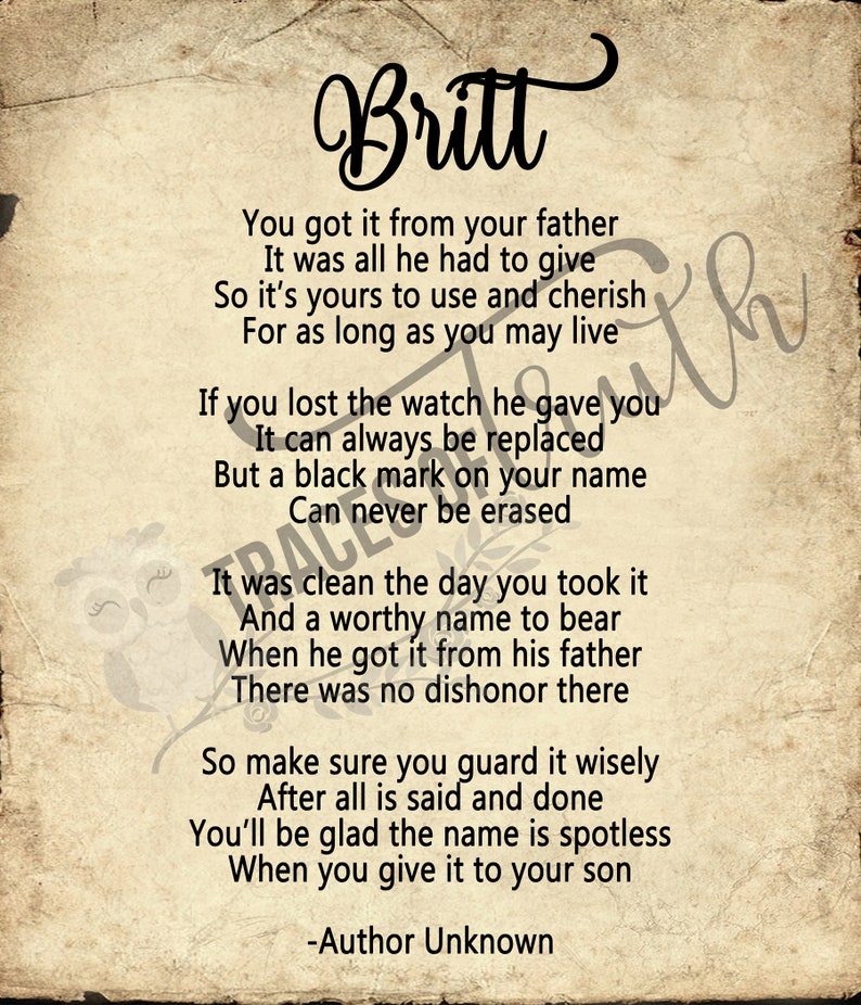 Customizable Family Name Poem | Good Name Poem | Father's Day Gift ...
