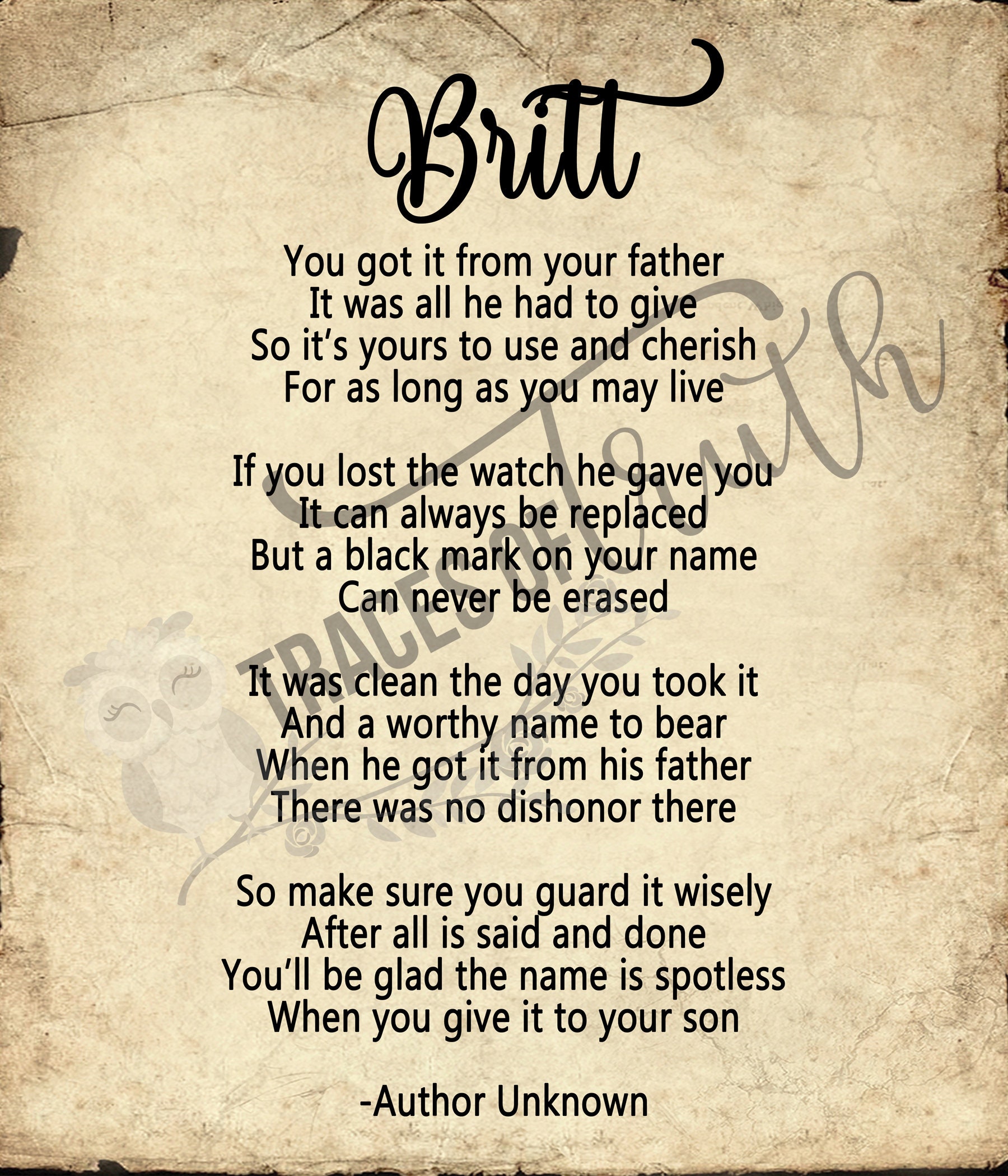 Customizable Family Name Poem | Good Name Poem | Father's Day Gift ...
