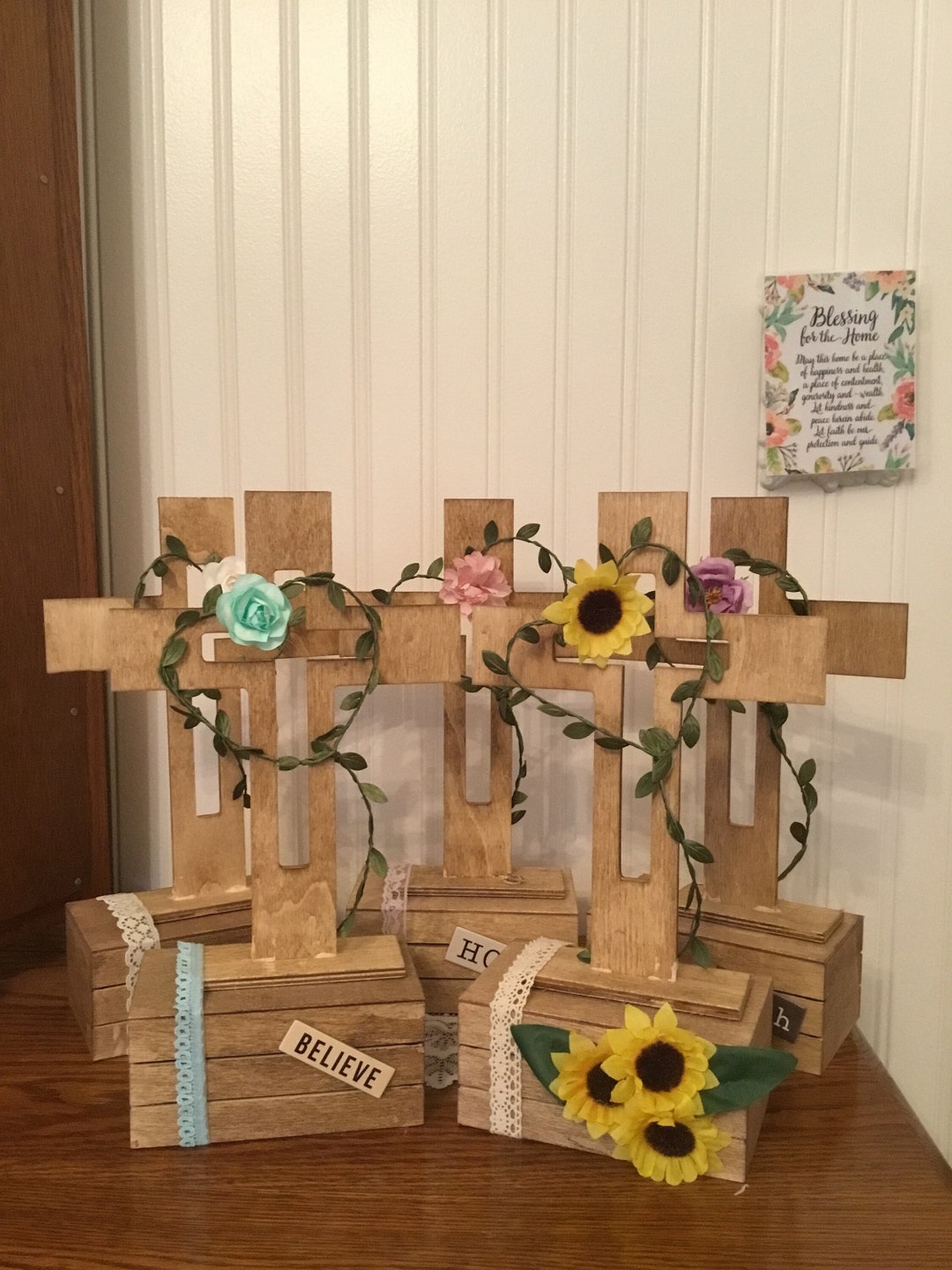 Flowering Ivy Heart Tabletop Cross - Etsy