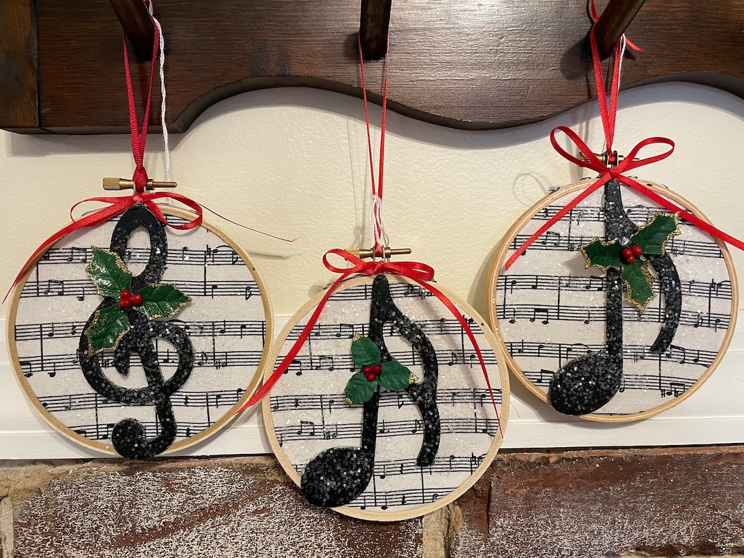 Hymnal Music Note Tambour Christmas Ornament - Etsy